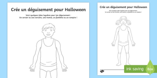 Feuille d'activités pour créer un déguisement d'Halloween