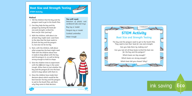 Boat Size and Strength Testing STEM Activity and Prompt Card Pack