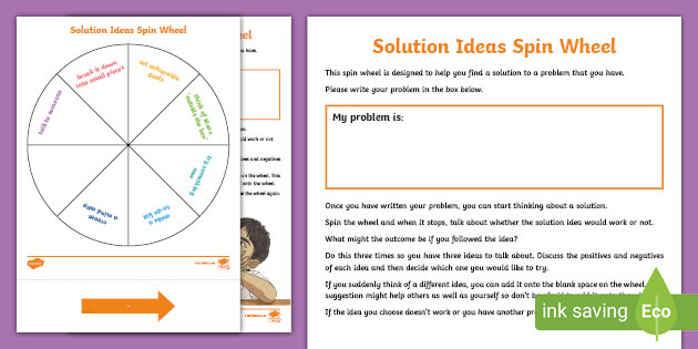 Solution Ideas Spin Wheel Worksheet (teacher made)