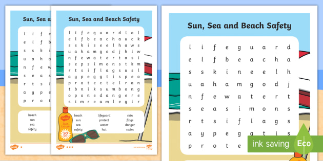 Sun Safety Word Search