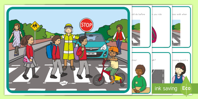 Road Safety Scene and Question Cards (teacher made)