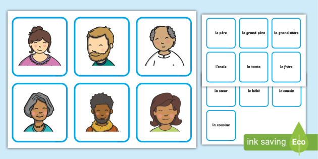 French Family Matching Cards - French Family Display Posters