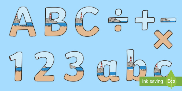 FREE! - Display Lettering & Symbols (Seaside) (teacher made)