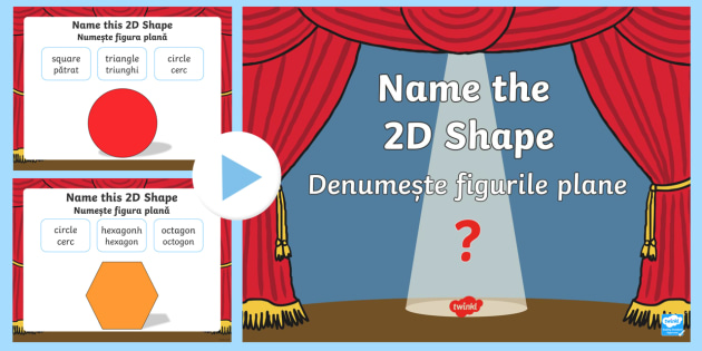 Name the 2D Shape KS1 Quiz PowerPoint English/Romanian