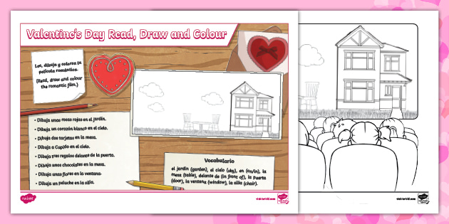 👉 Spanish Valentine's Day Draw, Read and Colour Worksheet - Primary ...