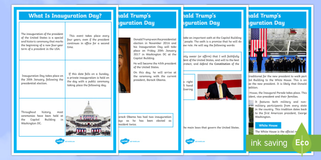 Inauguration Day Display Posters - KS1/2 Donald Trump Inauguration Day Jan