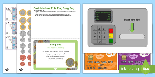 Cash Machine Role Play Busy Bag Prompt Card and Resource Pack