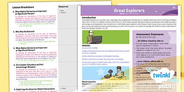 FREE! - History: Great Explorers KS1 Planning Overview
