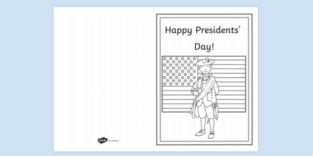 George Washington Presidents' Day Card Colouring Activity