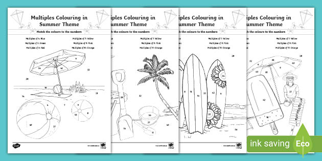 Multiples Colouring in Summer Theme (teacher made)