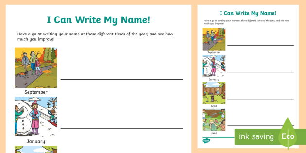 I Can Write My Name! Academic Year Progression Pencil Control Worksheet