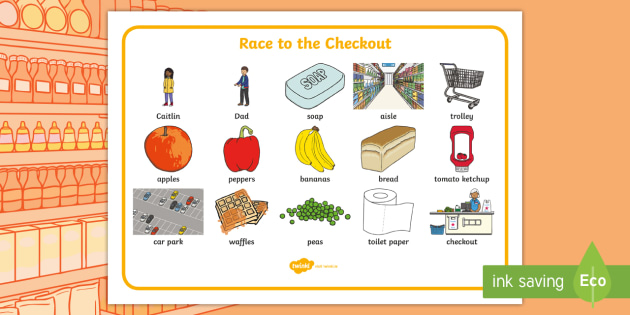 Exploring My World Aistear - Race to the Checkout Story Word Mat