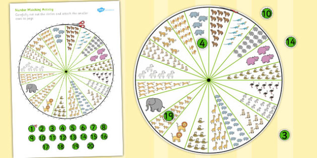 Number Matching Pegs to 20 Safari Themed (teacher made)