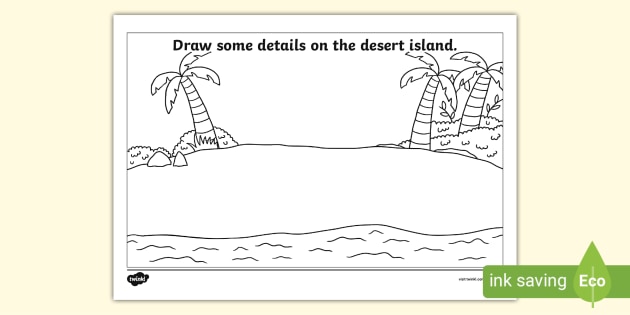 * NEW * Desert Island Doodle Sheet, Desert Island Drawing