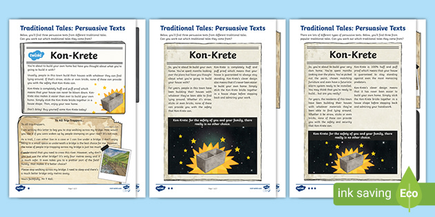 LKS2 Traditional Tales: Persuasive Texts Differentiated Reading ...