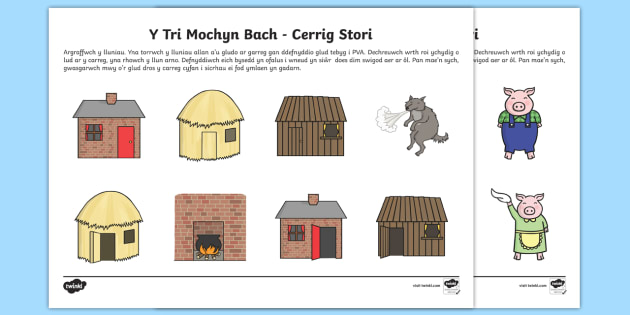Lluniau ar Gerrig Y Tri Mochyn Bach (Teacher-Made)