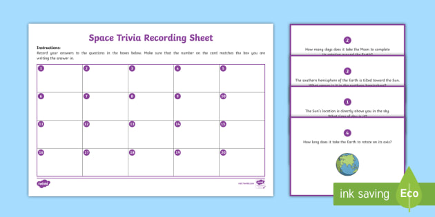 Space Facts Trivia Game (teacher made)