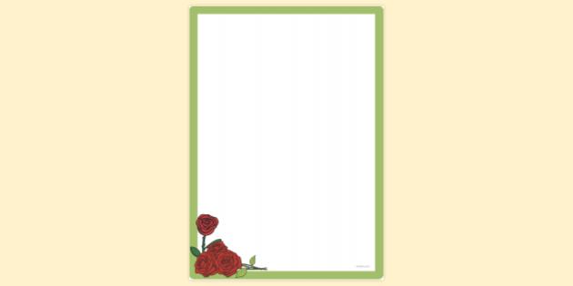 Simple Blank Roses Page Border to Print | Twinkl