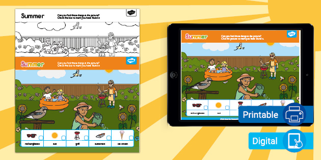 Summer Can You Find? Picture Activity (teacher made)