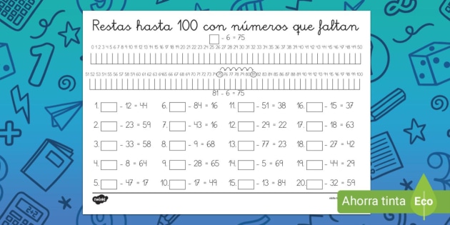 Hojas De Trabajo De Resta Con 100 Problemas 1501296 | Sumas Y Restas