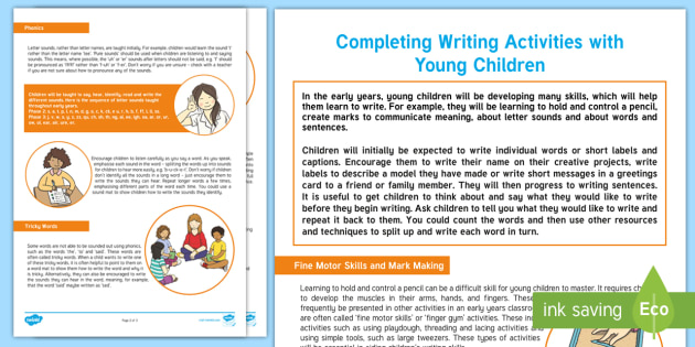EYFS Classroom Volunteers - Guidance for Supporting Writing Activities