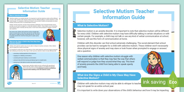 Selective Mutism Teacher Information Sheet