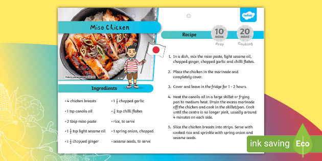 Miso Chicken - 2020 Olympic Recipe | Twinkl Yum
