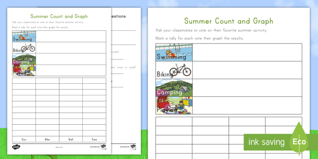 Summer Count and Graph Activity | K-2 Math Activities