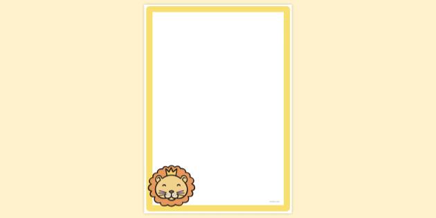 FREE! - Simple Blank Lion Face Cute Page Border | Twinkl