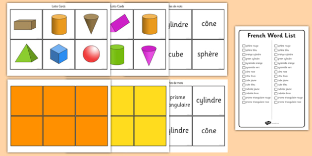 3D Shape Bingo French (teacher made)