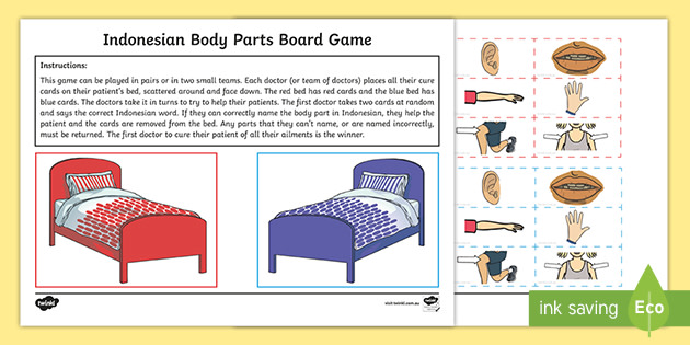 Body Parts Board Game Indonesian (teacher made)