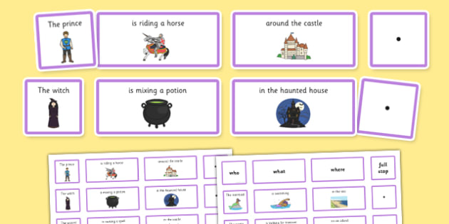 Fantasy Sentence Building Cards EAL