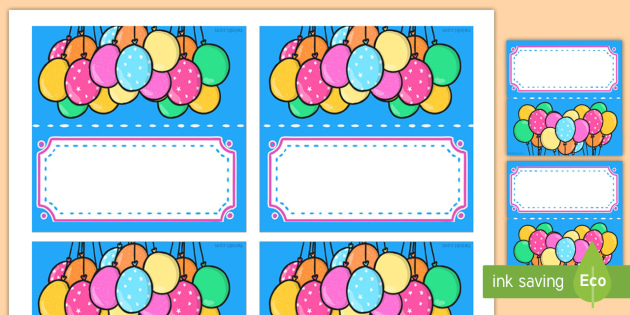 Editable Birthday Place Name Labels (teacher made)