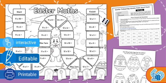 * NEW * Easter Colouring Maths Game with Editable Math Questions