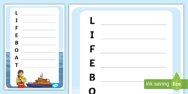 Lifeboat Acrostic Poem Template (teacher made)