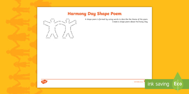 Harmony Day Shape Poem (teacher made)