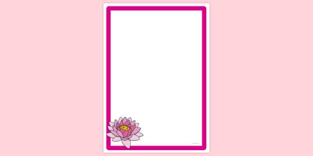 FREE! - Simple Blank Lotus Page Border | Page Borders | Twinkl