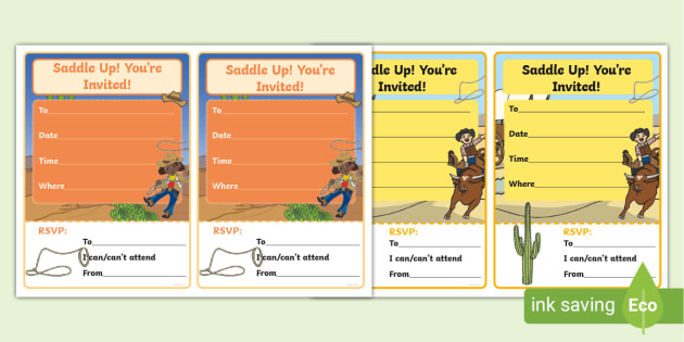FREE! - Western Themed Party Invitations (Teacher-Made)
