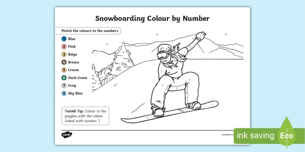 FREE! - Snowboarding Colour by Number (Teacher-Made)