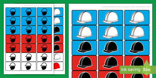 FREE! - Hard Hat Symbols Labels | Signage | Twinkl
