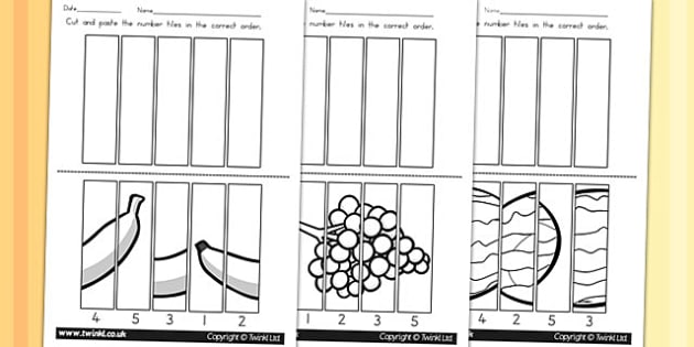 Fruit Themed Number Sequencing Puzzle (teacher made)