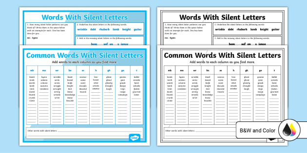 Words With Silent Letters Spelling Activities (teacher made)
