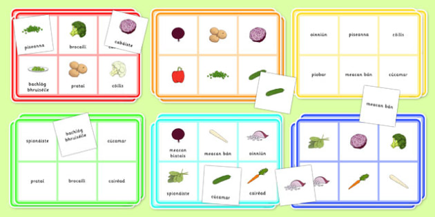 Vegetable Bingo Gaeilge (teacher made)