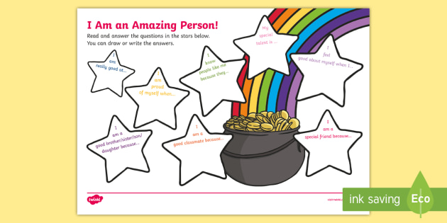 I Am an Amazing Person Worksheet - young people, relationships, self-esteem