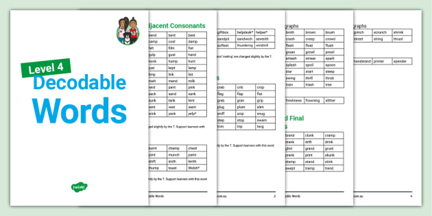Phonics: Level 4 Decodable Words Booklet