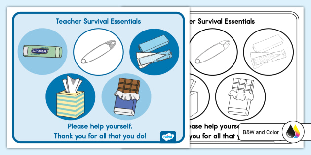 Teacher Survival Essentials Poster (teacher made)
