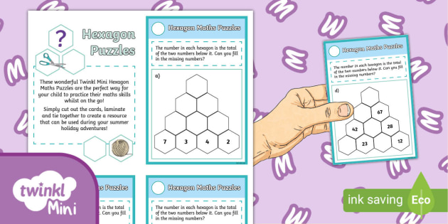 Hexagon Maths Puzzle Mini Cards (teacher made)