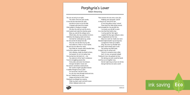 Porphyria's Lover by Robert Browning Poem (teacher made)