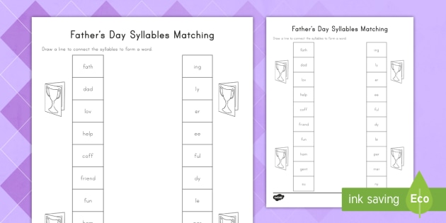 Father's Day Syllables Matching Activity | Twinkl USA