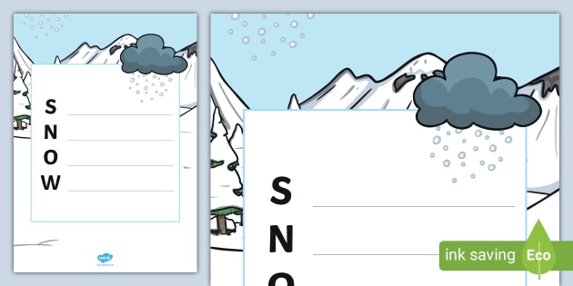 Snow Acrostic Poem Template (teacher made)